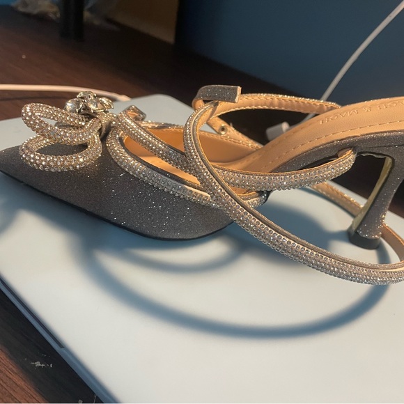 Shoes | Sparkle Silver Bow Heels Size 7 And Size 5 | Poshmark